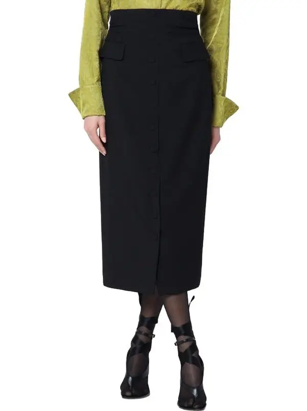 Dries Van Noten Wool And Mohair Midi Skirt - Black