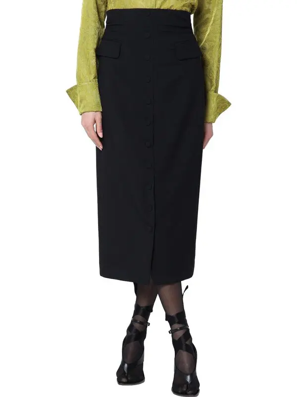 Dries Van Noten Wool And Mohair Midi Skirt - Black