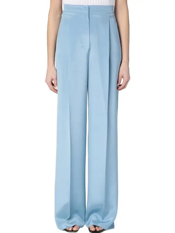 Max Mara Wide-leg Silk Crêpe De Chine Trousers - Light Blue