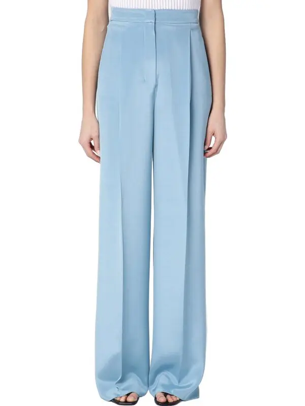 Max Mara Wide-leg Silk Crêpe De Chine Trousers - Light Blue
