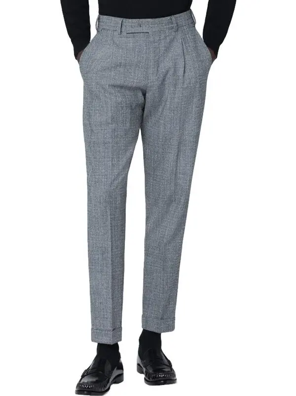 PT TORINO Patterned Wool And Cashmere Trousers - Grey