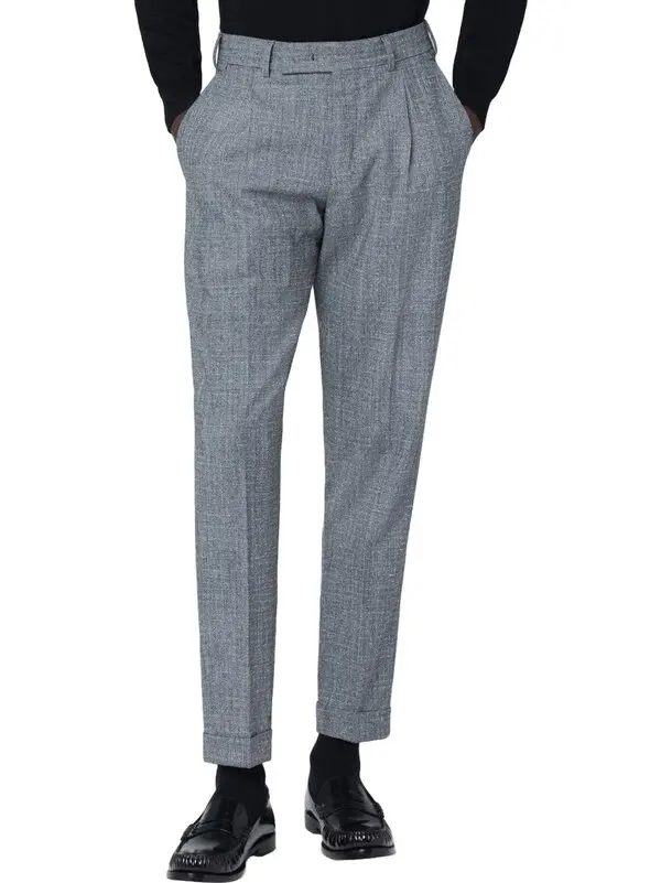 PT TORINO Patterned Wool And Cashmere Trousers - Grey