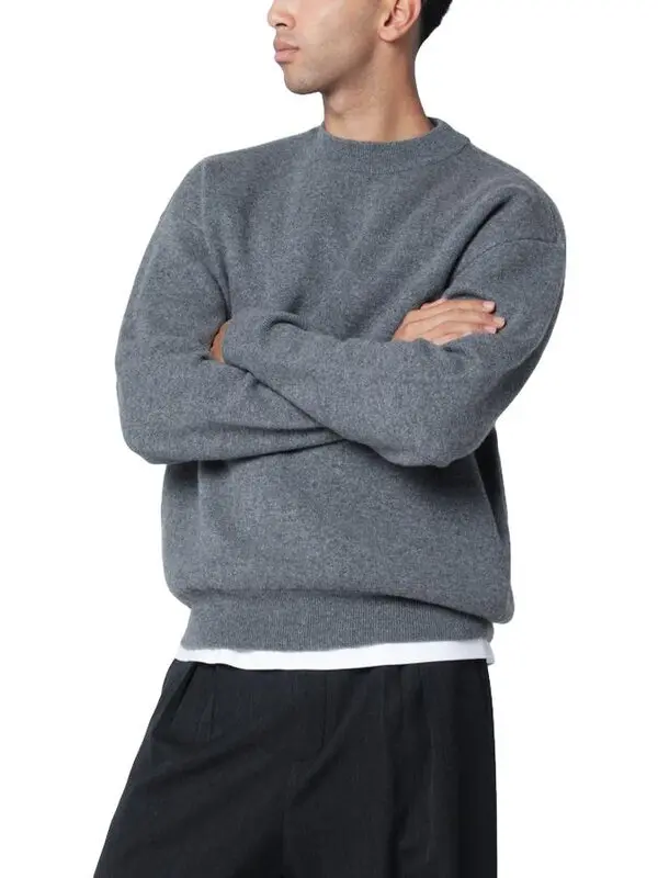 Soft Goat Cashmere Crewneck Sweater - Grey