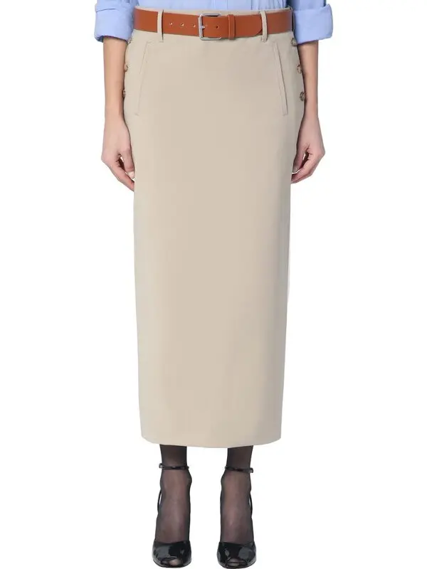 Moschino Midi Skirt With Wool - Beige