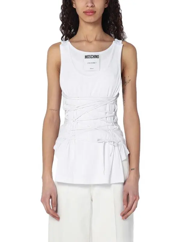 Moschino Cotton Tank Top With Laces - White
