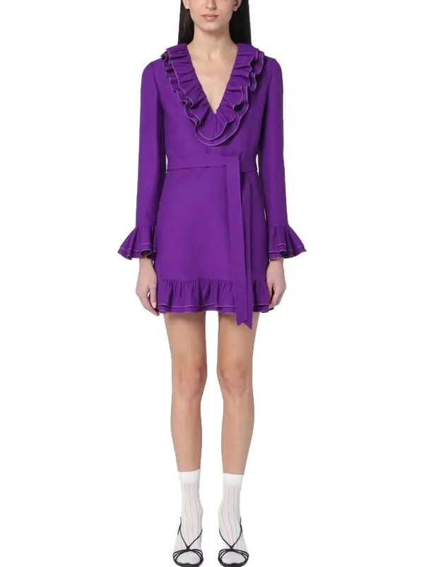 Valentino Garavani Wool And Silk Mini Dress - Purple