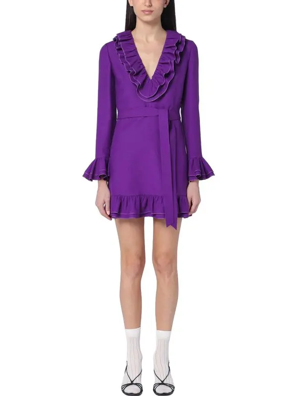 Valentino Garavani Wool And Silk Mini Dress - Purple