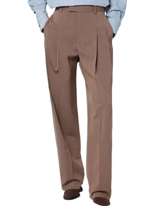 Bottega Veneta Trousers In Wool Blend - Brown