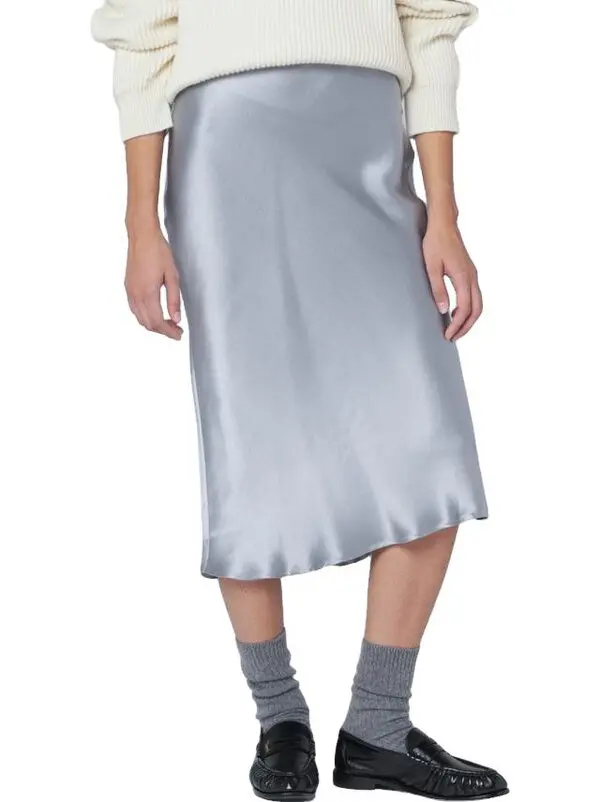 ANINE BING Silk Midi Skirt - Light Blue