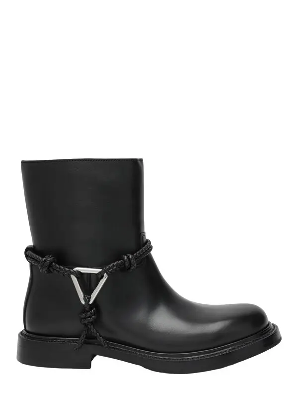 Bottega Veneta James Leather Ankle Boots - Black