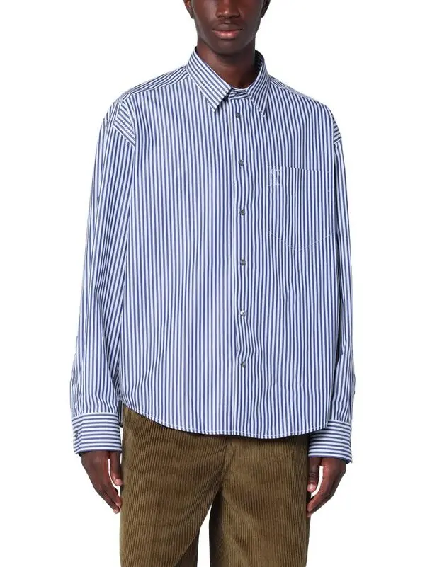 Ami De Coeur Striped Shirt In White And - Blue