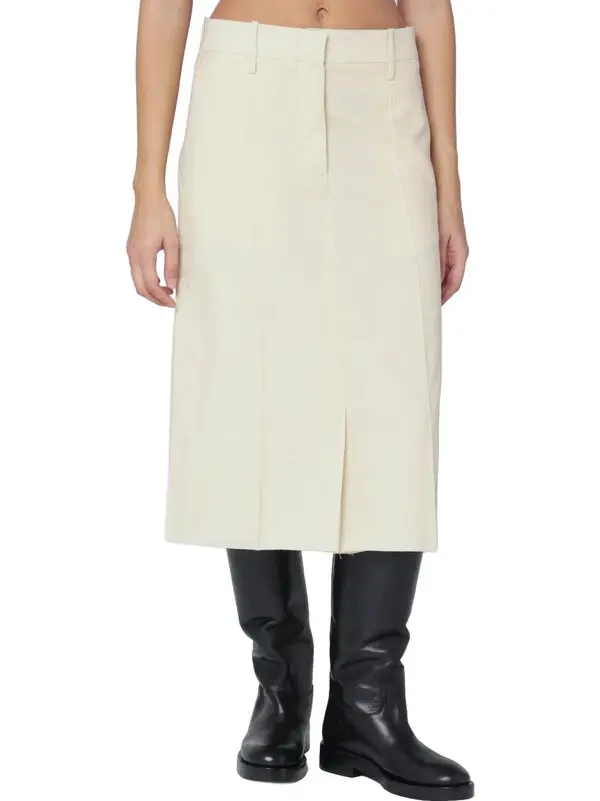 JIL SANDER Midi Wool Skirt - White