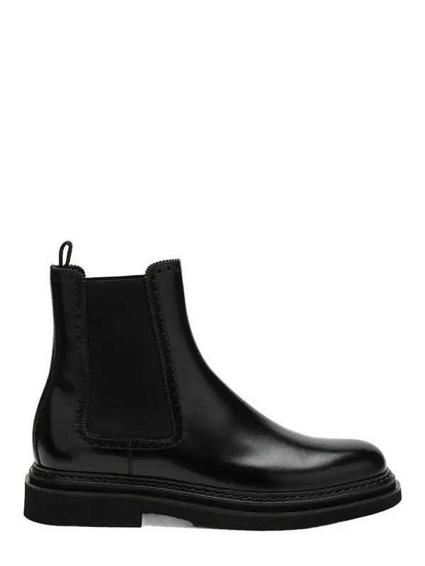 Dolce & Gabbana Leather Ankle Boot - Black