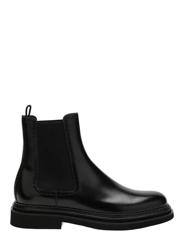 Dolce & Gabbana Leather Ankle Boot - Black