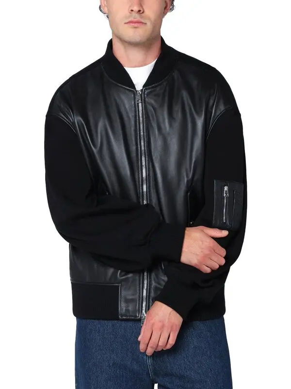 Givenchy Leather And Wool Bomber Jacket - Black