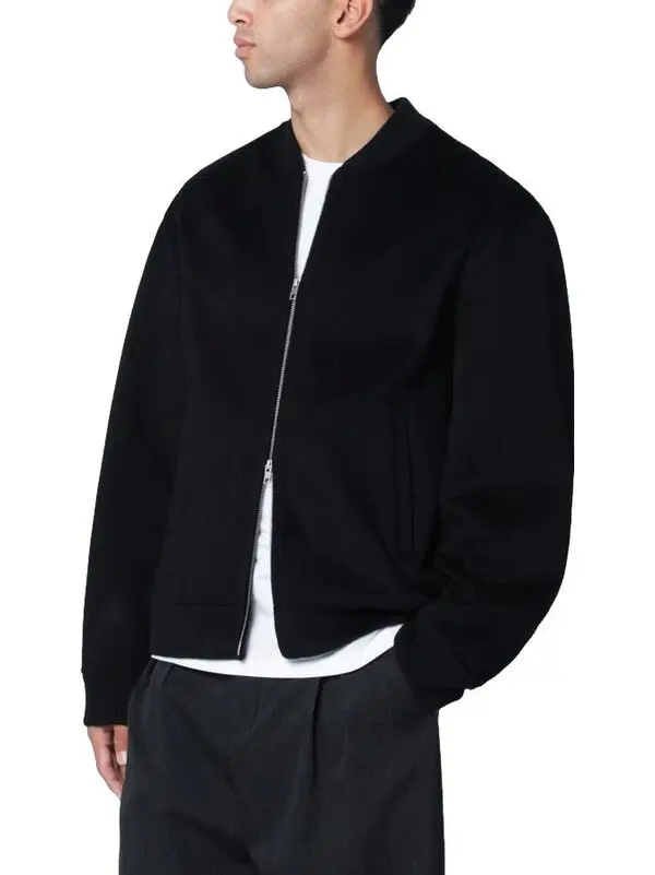 Soft Goat Wool And Cashmere Zip Cardigan - Black