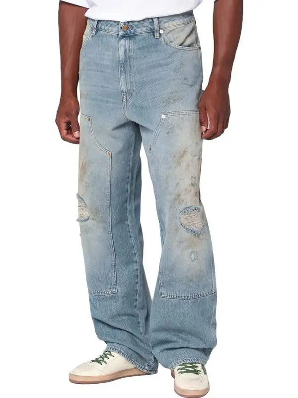 Golden Goose Sand Wash Distressed Jeans - Light Blue