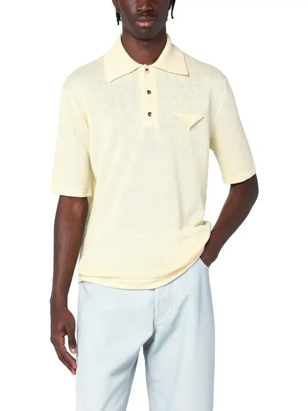 Bottega Veneta Polo Shirt In Light Linen - Yellow