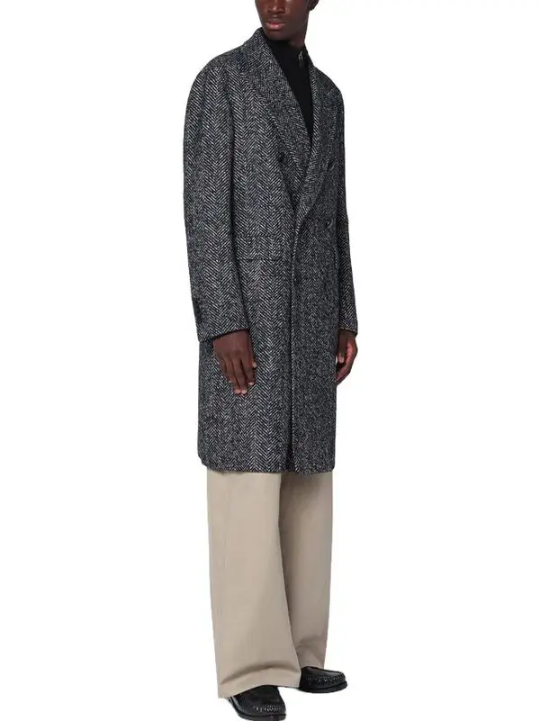 Tagliatore Houndstooth Double-breasted Coat - Black