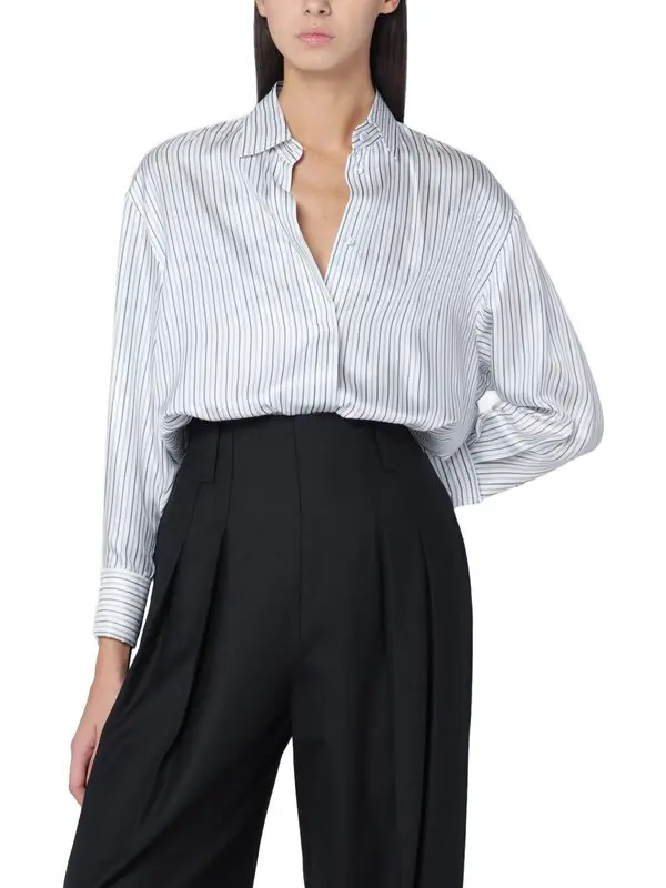 Max Mara Oversized Striped Silk Shirt - White