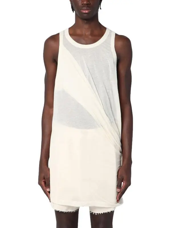 Rick Owens Ivory Tank Top With Draping - White