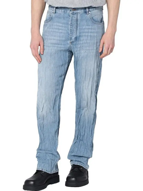 Bottega Veneta Light Wash Jeans With Faded And Crinkled Effect - Blue