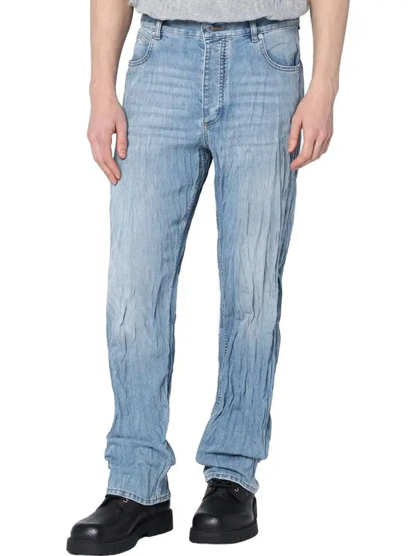 Bottega Veneta Light Wash Jeans With Crinkled Faded Effect - Blue