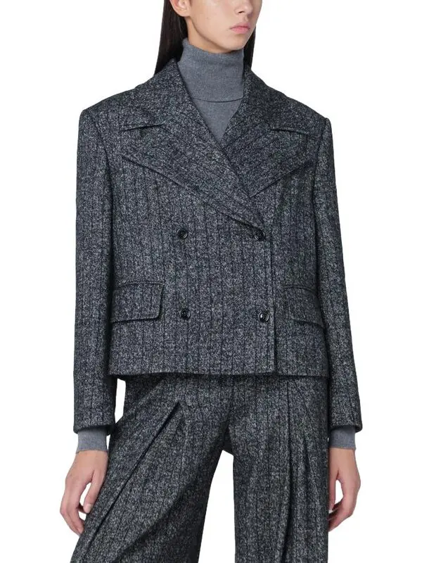 Dolce & Gabbana Striped Double-breasted Jacket - Grey