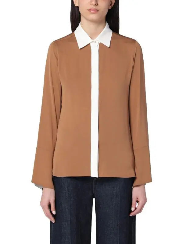 Max Mara Silk Colour-block Shirt - Beige
