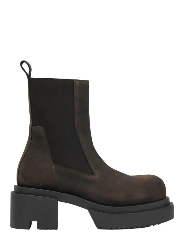 Rick Owens Bogun Beatle Boots In Suede - Blue