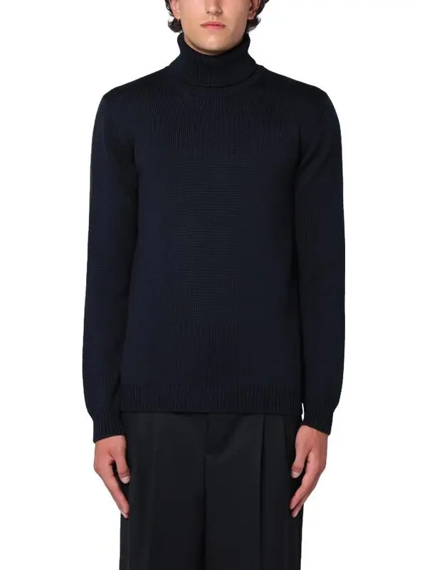 ROBERTO COLLINA Merino Wool Turtleneck Pullover - Blue
