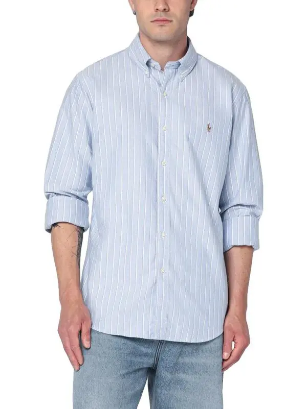 Polo Ralph Lauren Striped Oxford Shirt Custom-fit - Light Blue