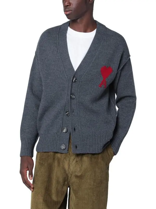 Ami De Coeur Heather Wool Cardigan - Grey