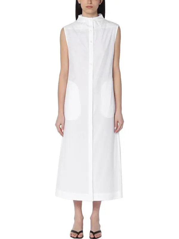 Loulou De Saison Cotton Sleeveless Shirt Dress - White