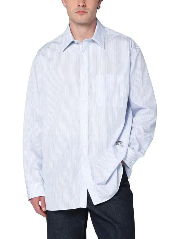 Bottega Veneta Striped Cotton Poplin Shirt - Blue