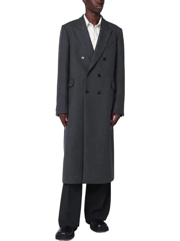 Dries Van Noten Double-breasted Virgin Wool Coat - Grey
