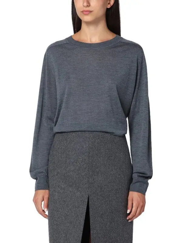 Loulou De Saison Cashmere Round Neck Sweater - Grey