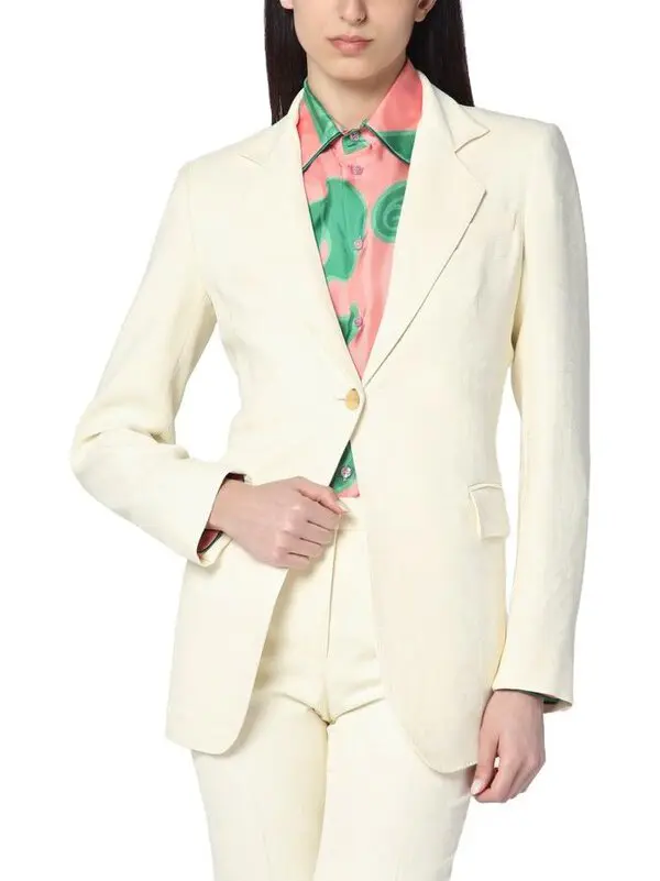 Etro Jacquard Single-breasted Jacket With Knotted Detail - White