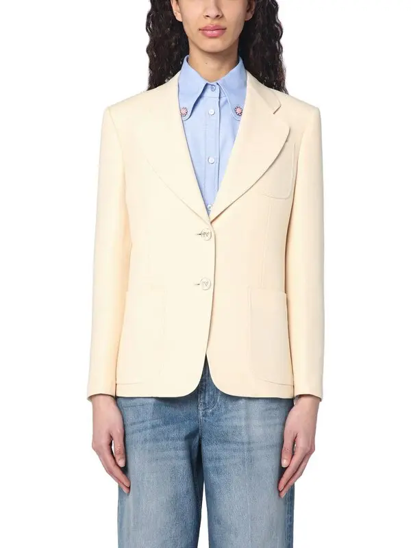 Valentino Garavani Wool And Silk Single-breasted Jacket - Beige