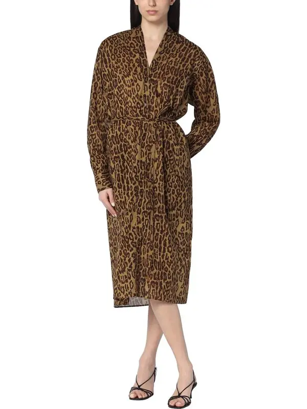 6397 Leopard-print Cotton Voile Shirt Dress - Multicolor