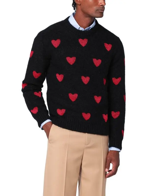 Valentino Garavani Jacquard Heart Pattern Sweater - Black