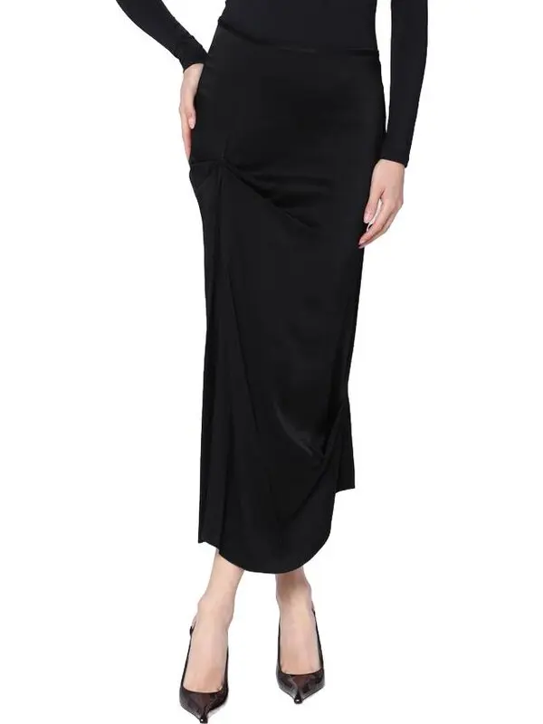 Victoria Beckham Midi Skirt With Draping - Black