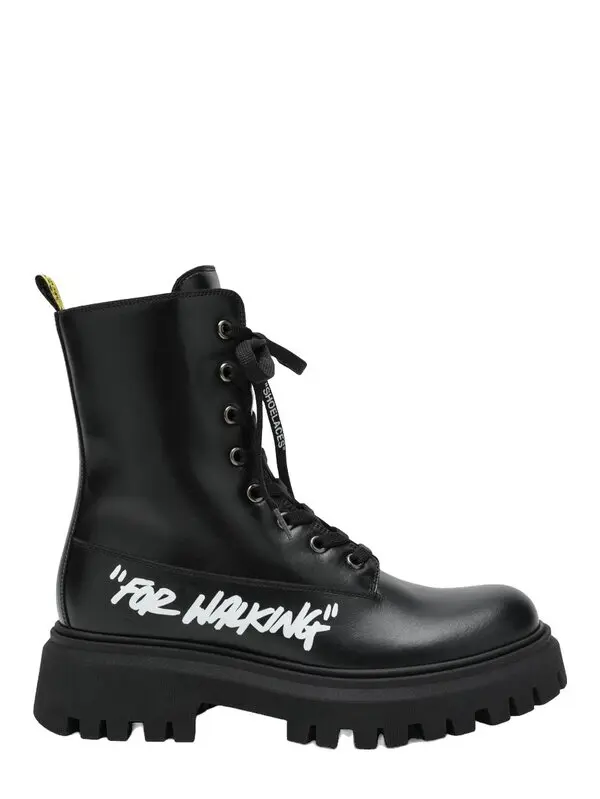 Off-White For Walking" Combat Boots - Black