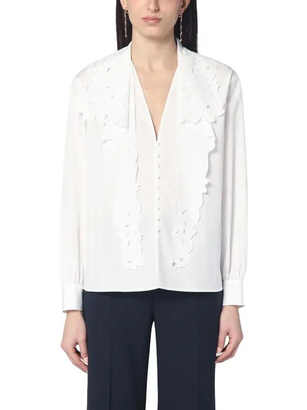 Chloé Shirt With Embroidered Bow Tie - White