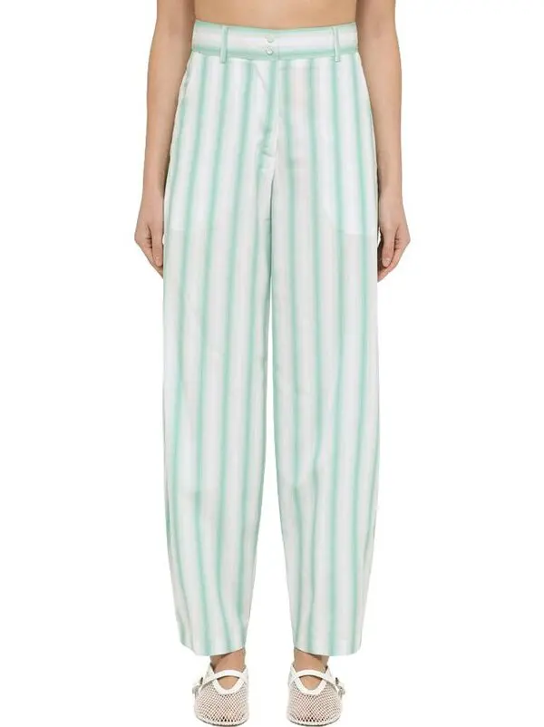 MARGAUX LONNBERG Beatty Striped Cotton Trousers - Green