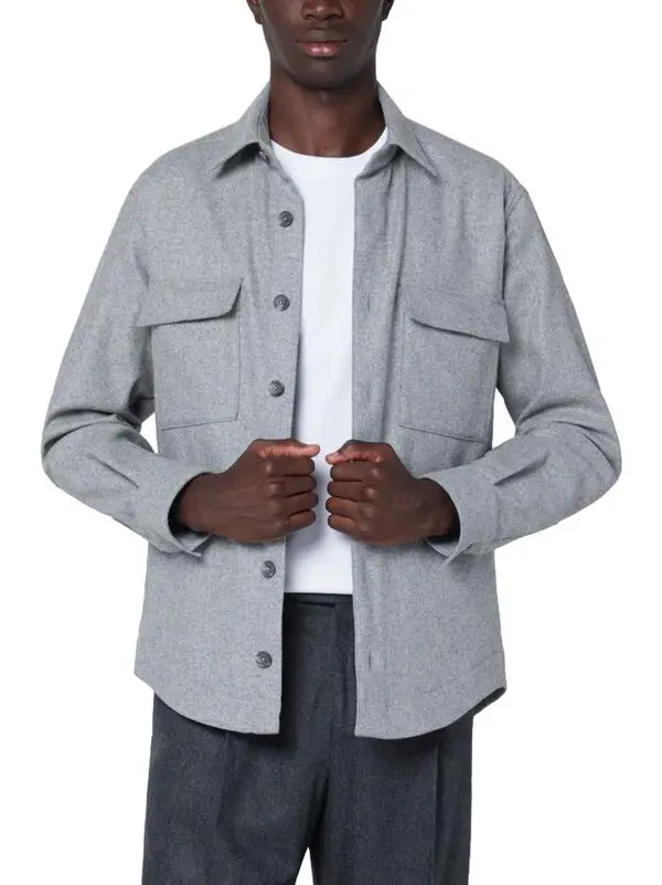 XACUS Gray Overshirt Jacket In Wool Blend - Light Blue