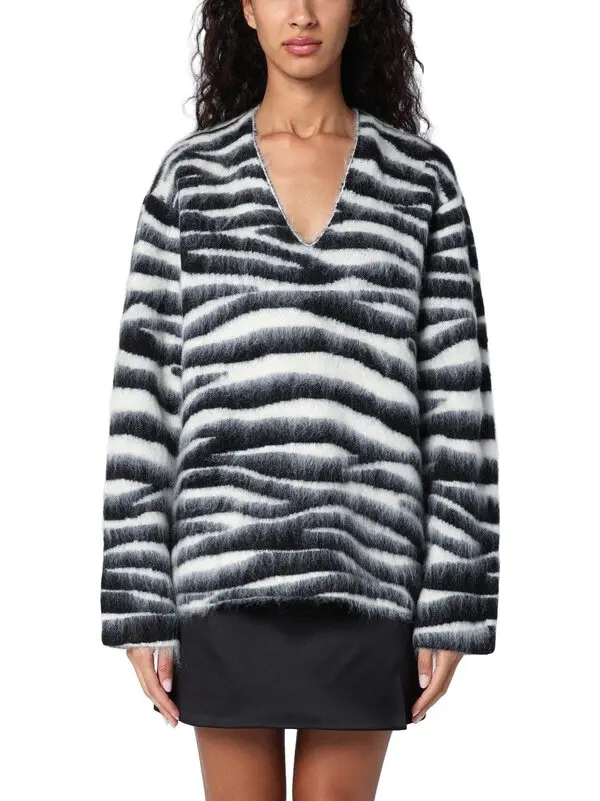 Marc Jacobs Zebra-patterned Wool-blend Jumper - Black