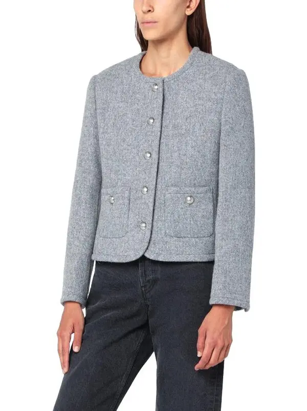 DUNST Mélange Tweed Jacket - Grey