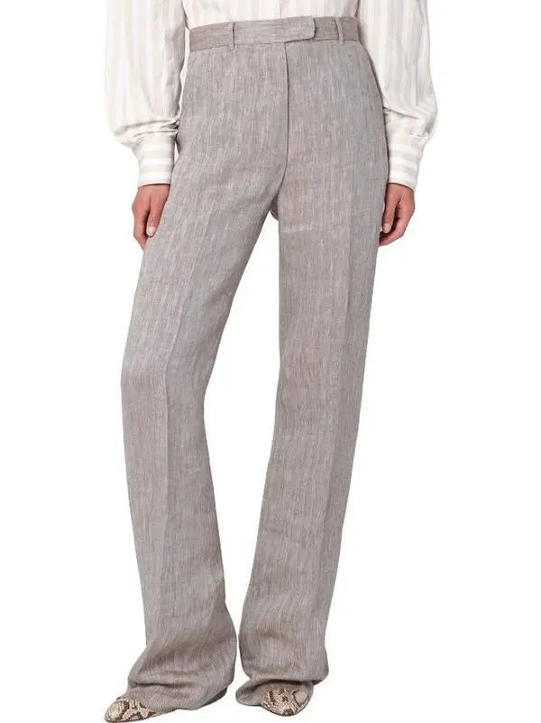 MAX MARA STUDIO Straight Linen Trousers - Beige