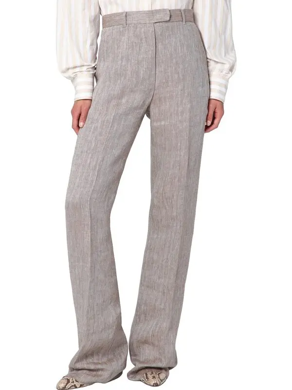 Max Mara Straight Linen Trousers - Beige